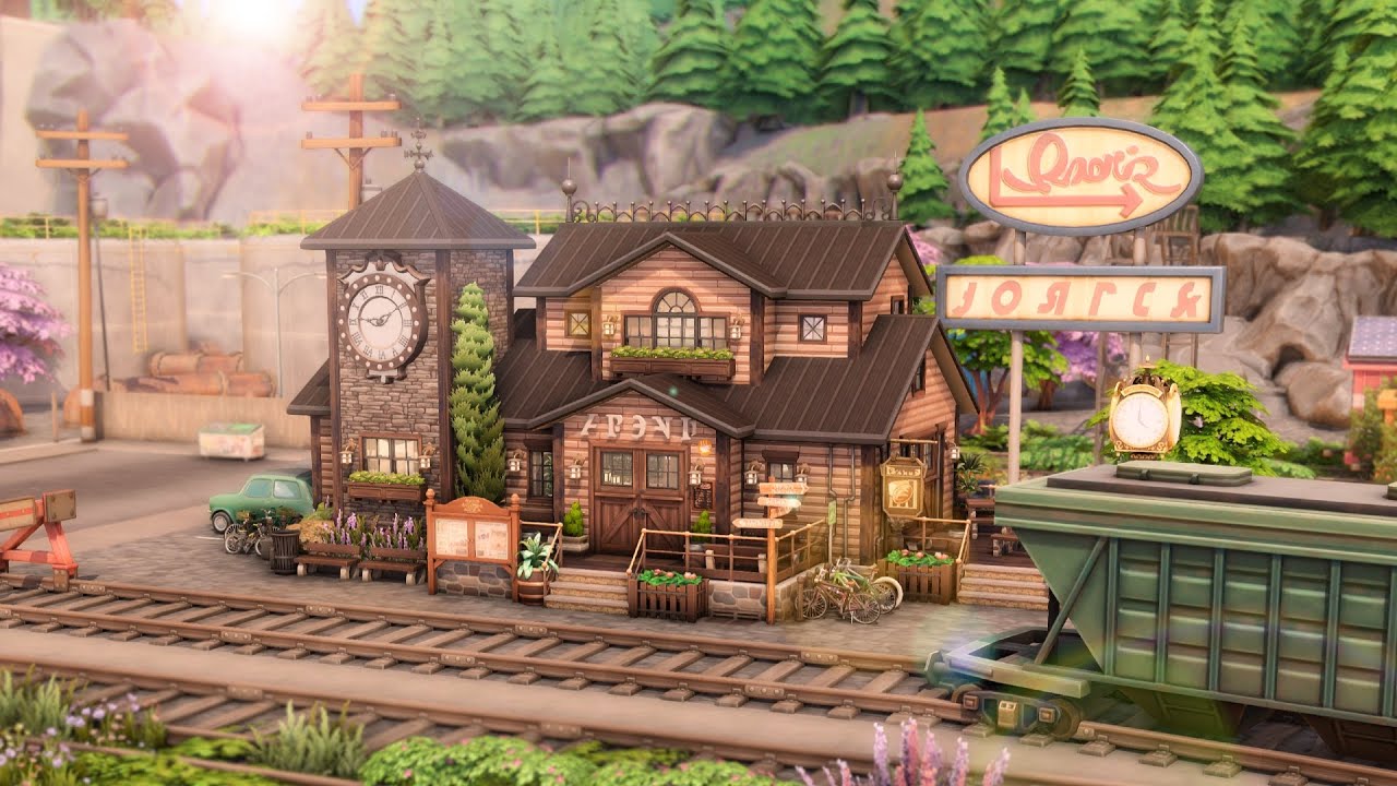Train Station Café 🚂// The Sims 4: Speed Build // No CC - YouTube