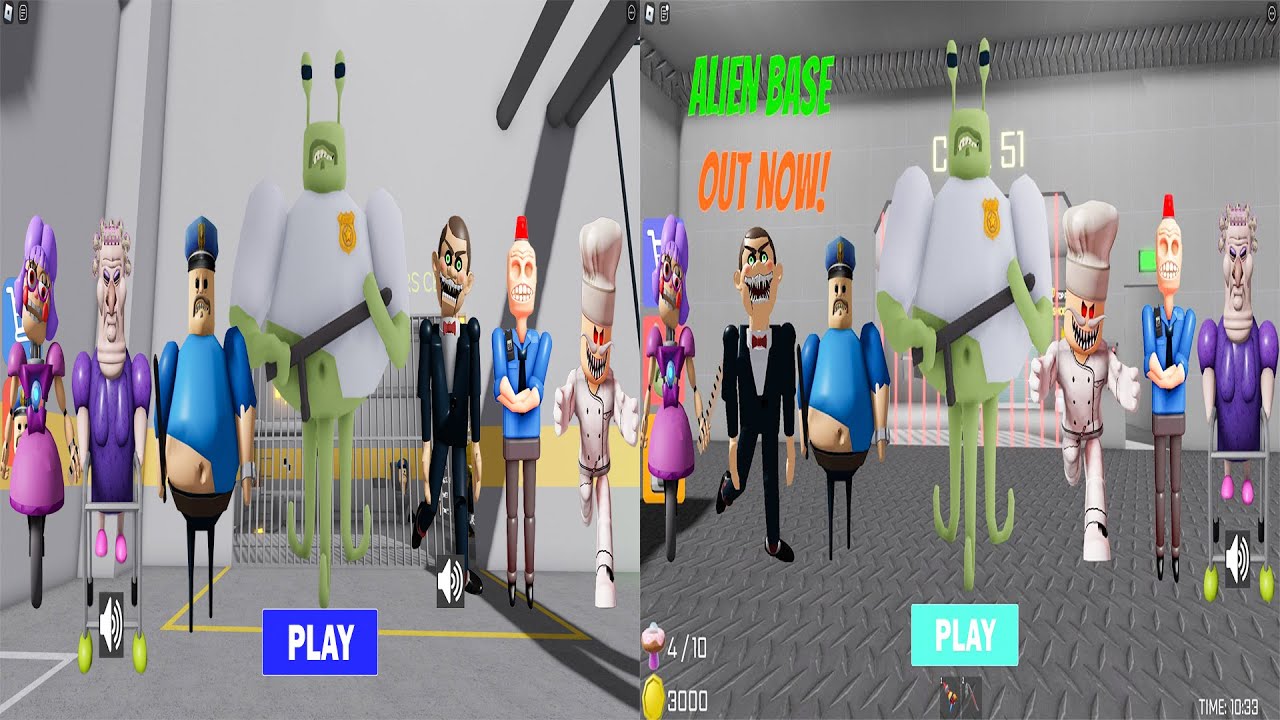 All Morphs Unlocked ORIGINAL BARRY'S PRISON RUN! (OBBY) vs ALIEN BASE ...