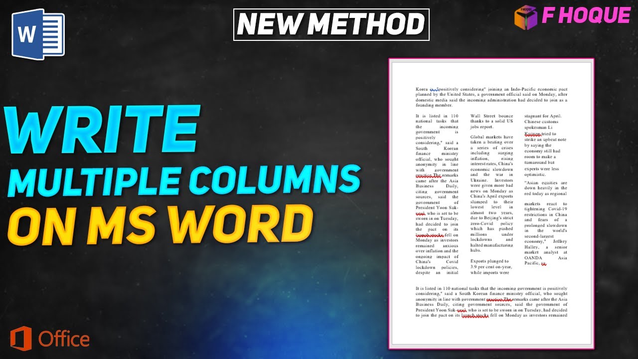 How to Write Multiple Columns in Microsoft Word (2007-2021) | F HOQUE ...