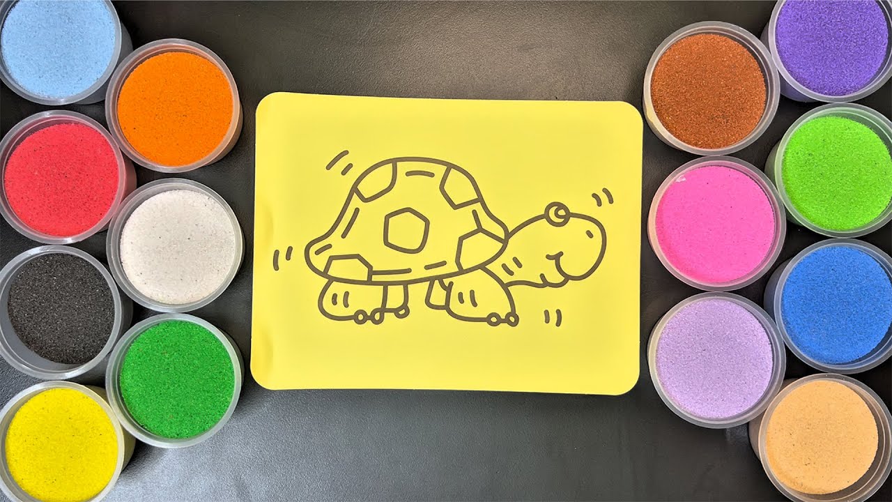 Sand Art: Painting a Cute Turtle | Drawing Fun with Colorful Sands 🎨🖼️🦣 ...