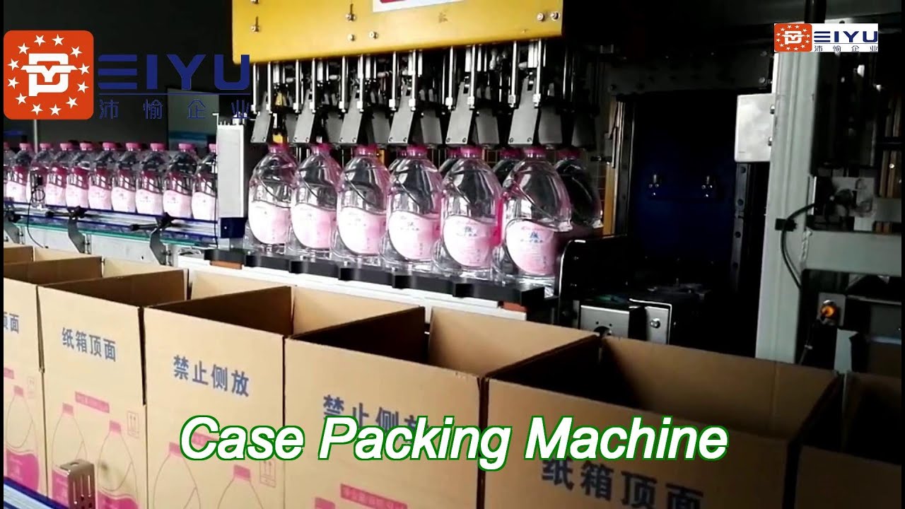 mineral water bottle case packer packaging machine single column - YouTube