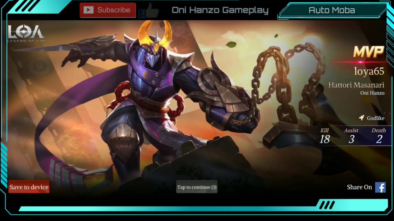 Oni Hanzo !!! Assasin Hantu - Hazo Gameplay - Legend Of Ace - YouTube