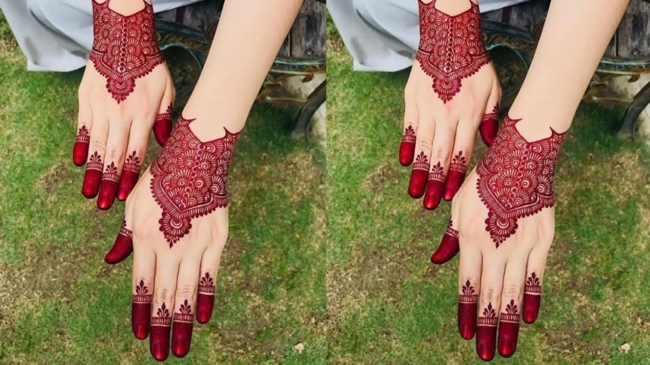 simple mehndi design arabian mehndi red mehndi - YouTube