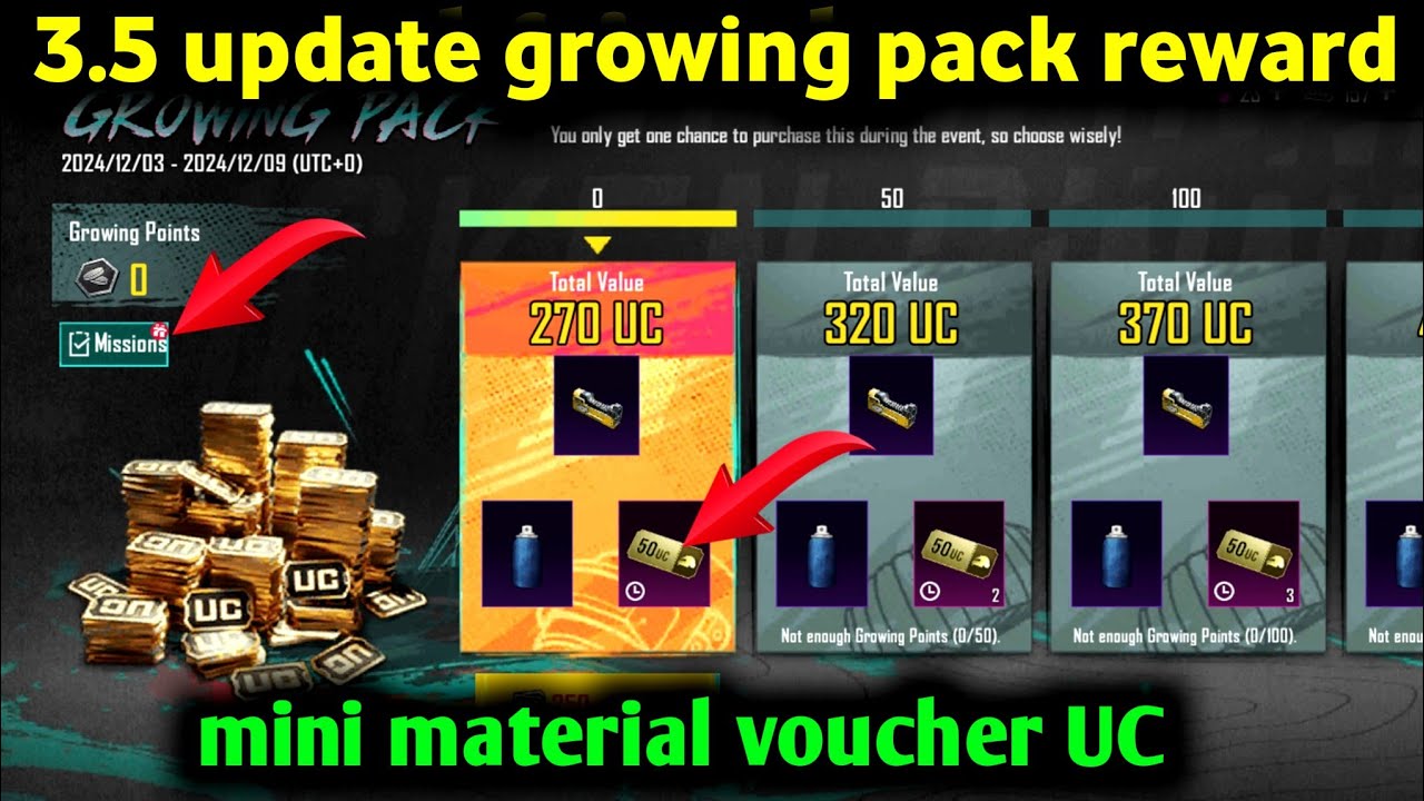 3.5 update new growing pack event explain in pubg/bgmi | uc return ...