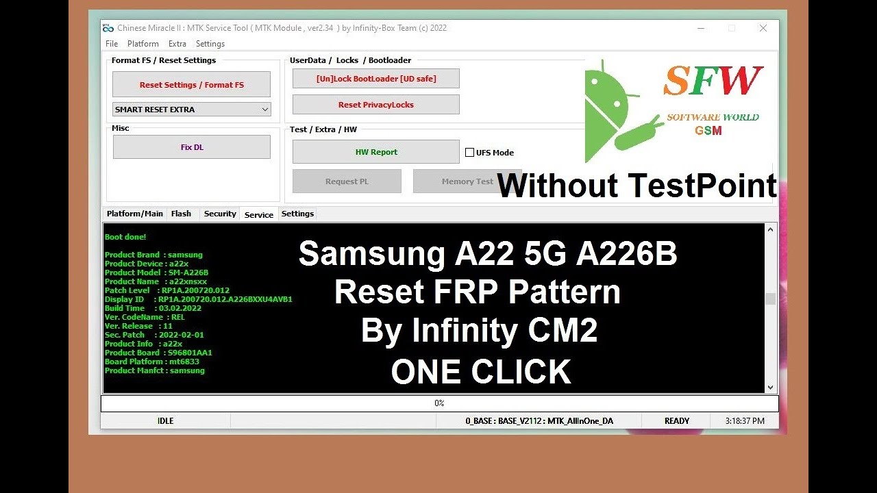 Samsung A22 5G A226B Reset FRP CM2 - YouTube