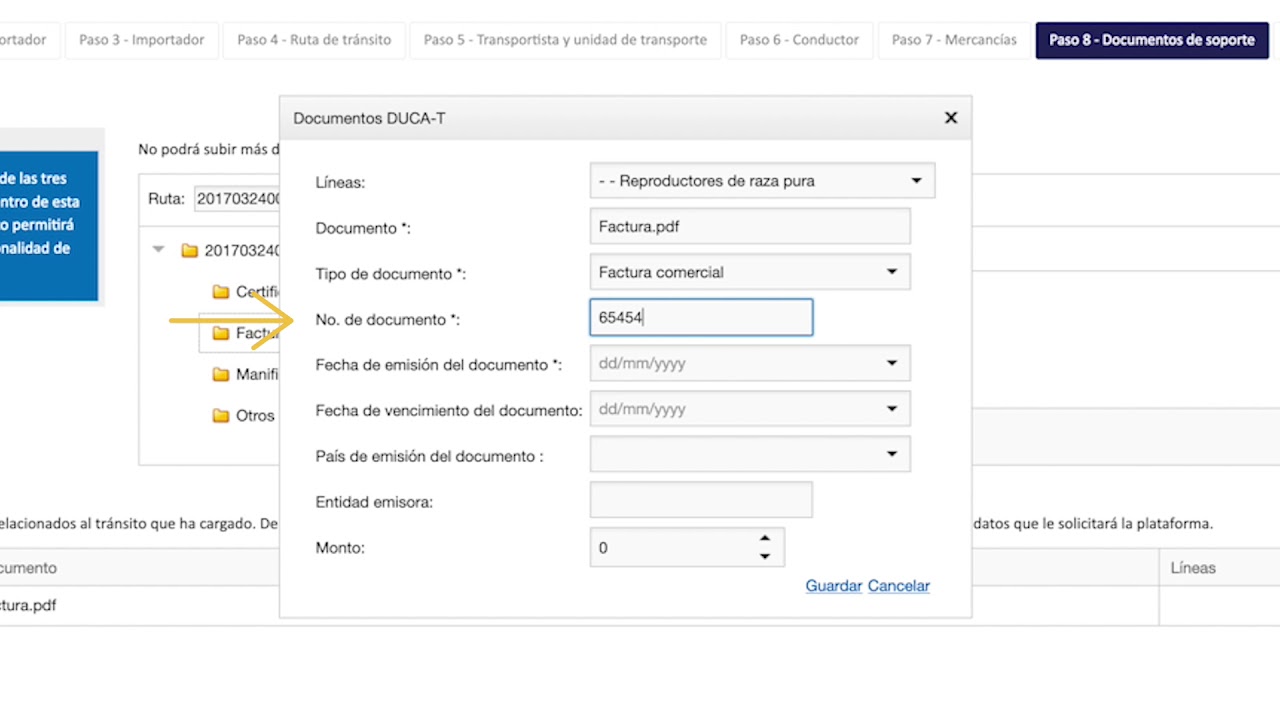 Portal DUCA: Tutorial para usuarios - Paso 8: Documentos de soporte ...