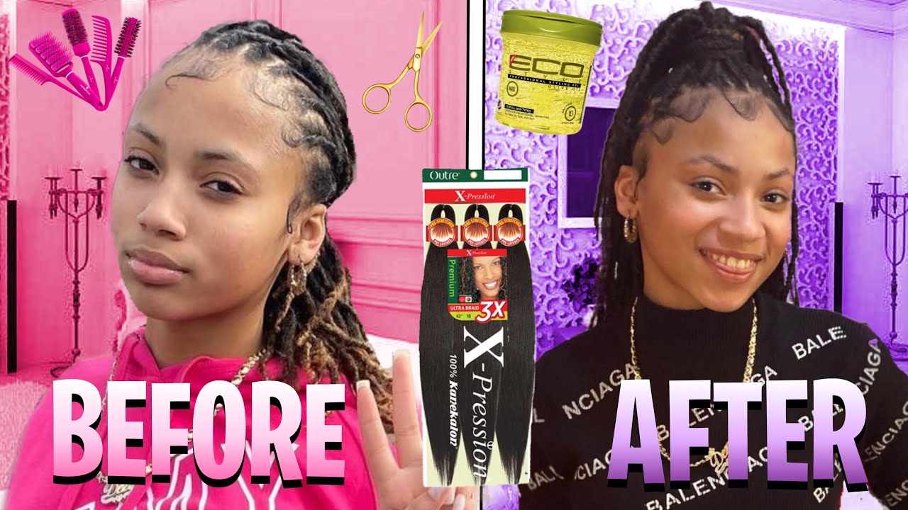 DOING MY OWN BOX BRAIDS OVER MY DREADS - YouTube