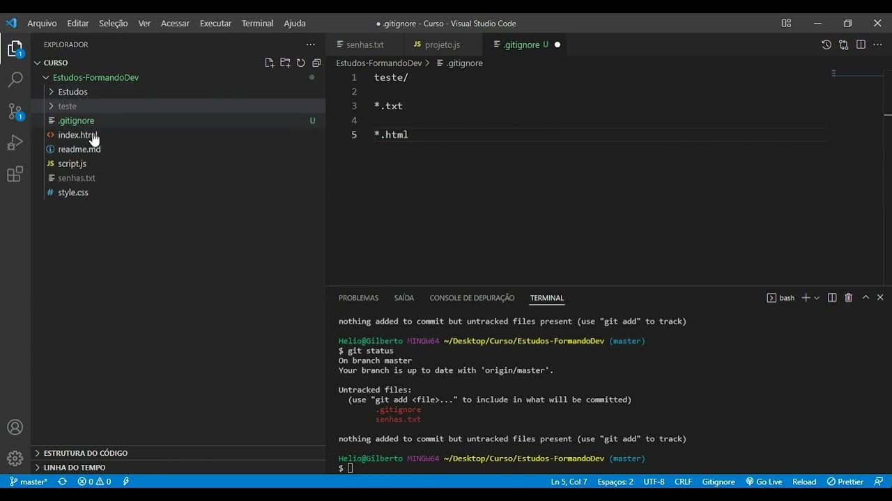VsCode - Ignorando [extensões] [arquivos] [pastas] [gitignore] (#47 ...