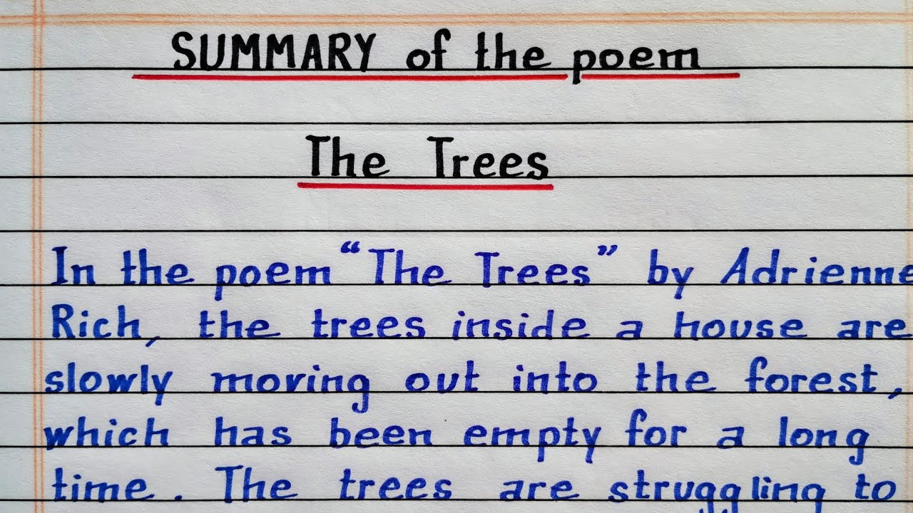NCERT | The Trees | poem | summary | critical analysis | central idea ...