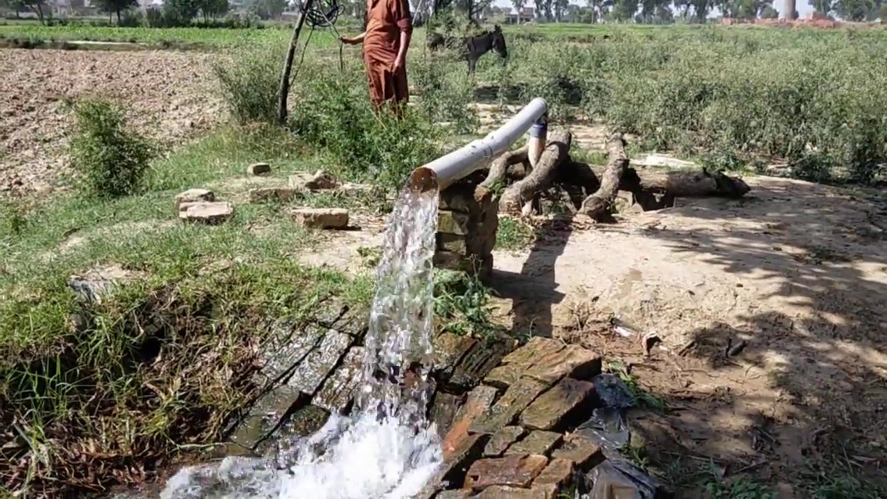3 Hp motor tube well water pump system in rural area Punjab village ...
