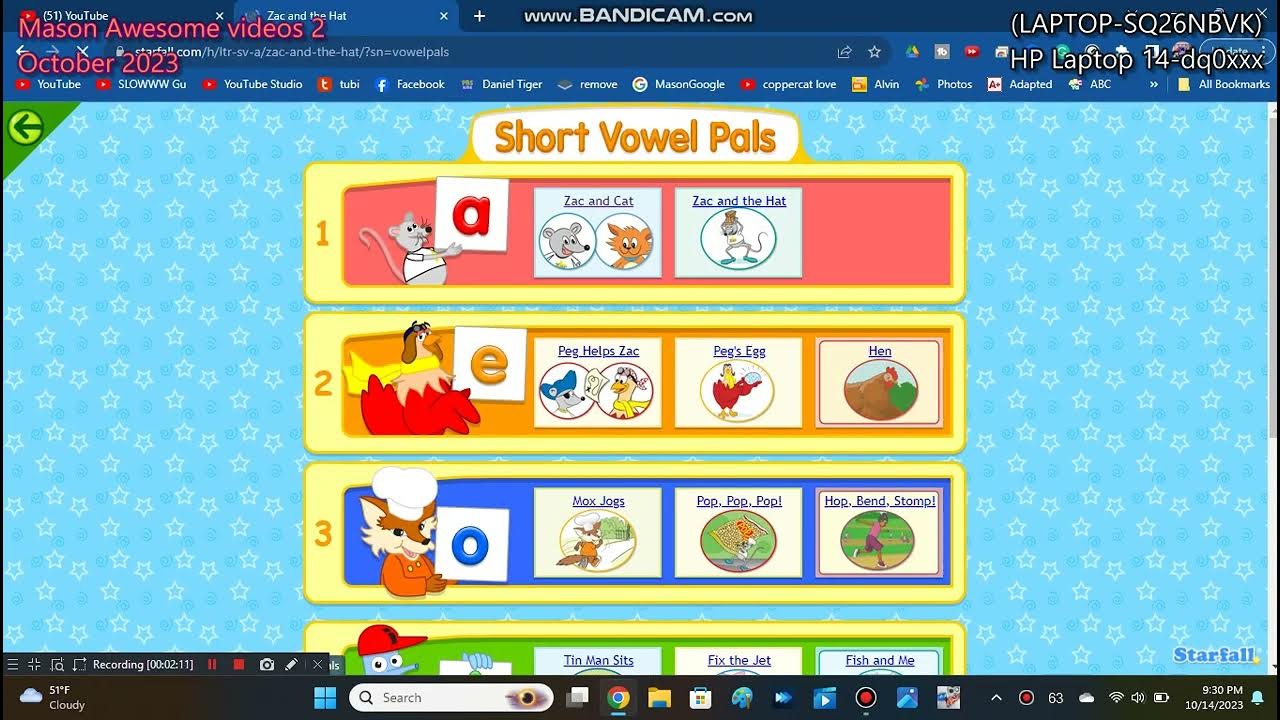 starfall short vowel pals A - YouTube