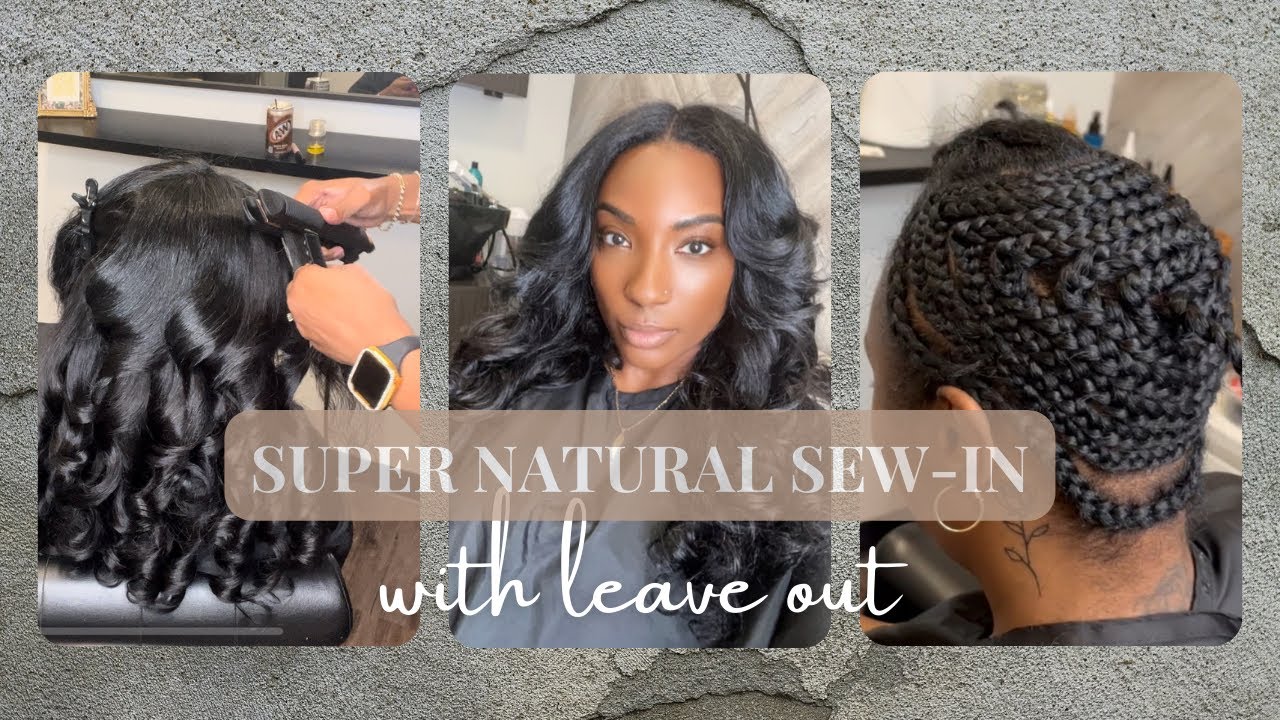Super Natural SEW-IN 🪡🧵with leave out #professionalsalon #sewinweave # ...