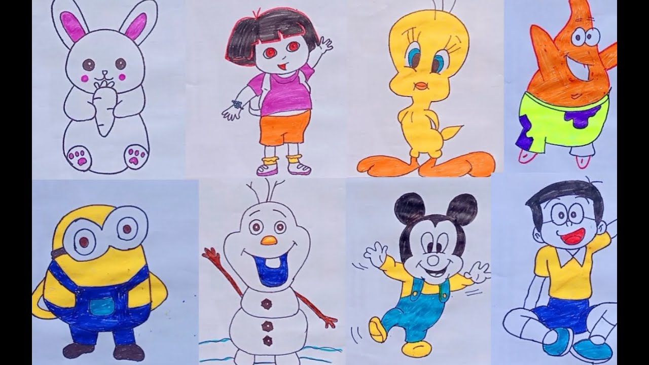 10 easy Cartoon drawing// Easy cartoon drawing ideas// #cartoondrawing ...