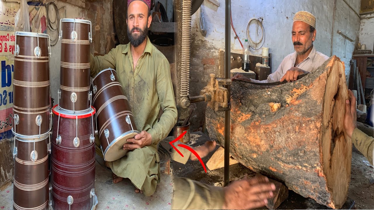 Traditional Wooden Dhool Making With Skills Man || How Musical Drums ...