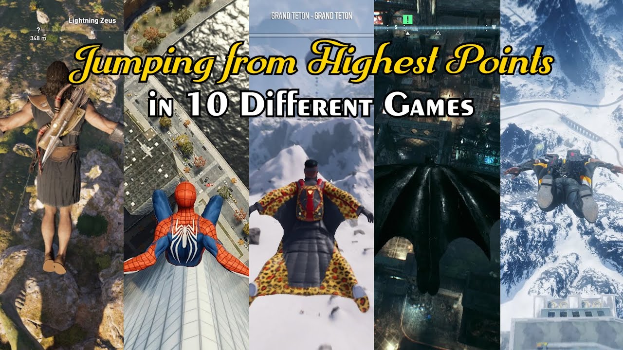 Jumping from Highest Points in 10 Different Games - YouTube