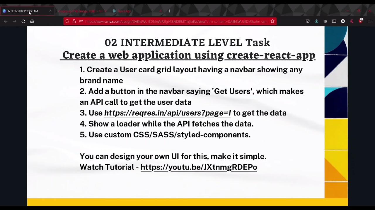 TASK-2 || Web Developer Internship @LetsGrowMore || Intermediate Level Task Using Reactjs - YouTube