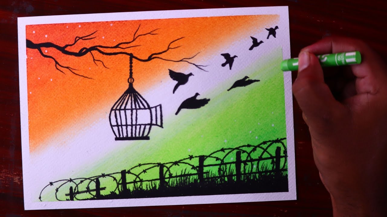 Independence day drawing with oil pastels / Independence day poster ...