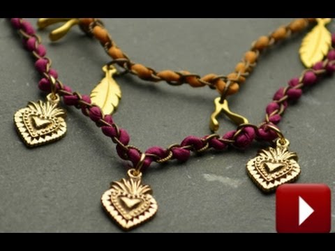 Jewelry How To - Make a Woven Silk and Chain Charm Necklace - YouTube