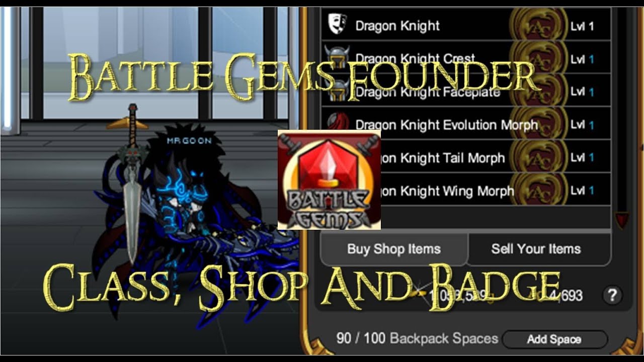 AQW Battle Gems Founder Badge And Shop - YouTube