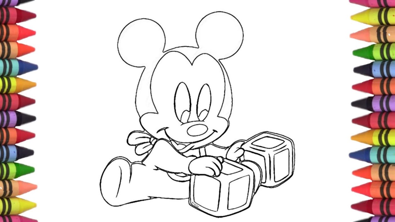 Baby Mickey mouse drawing and colouring, Mickey mouse clubhouse, Disney ...