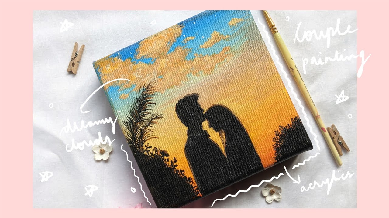 Couple acrylic painting » sunset painting - YouTube