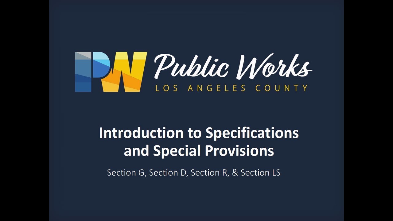 Introduction to Specifications and Special Provisions - YouTube