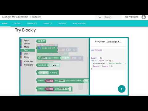 Blockly - Tutorial - Lesson 1 - Try Blockly