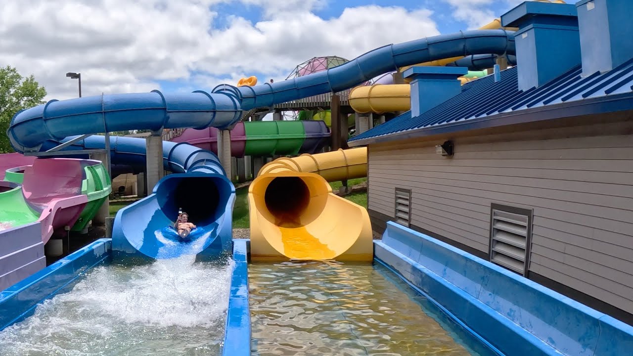 The Abyss - VIOLENT Blue Tube Slide with TUBERIDES at Hurricane Harbor ...