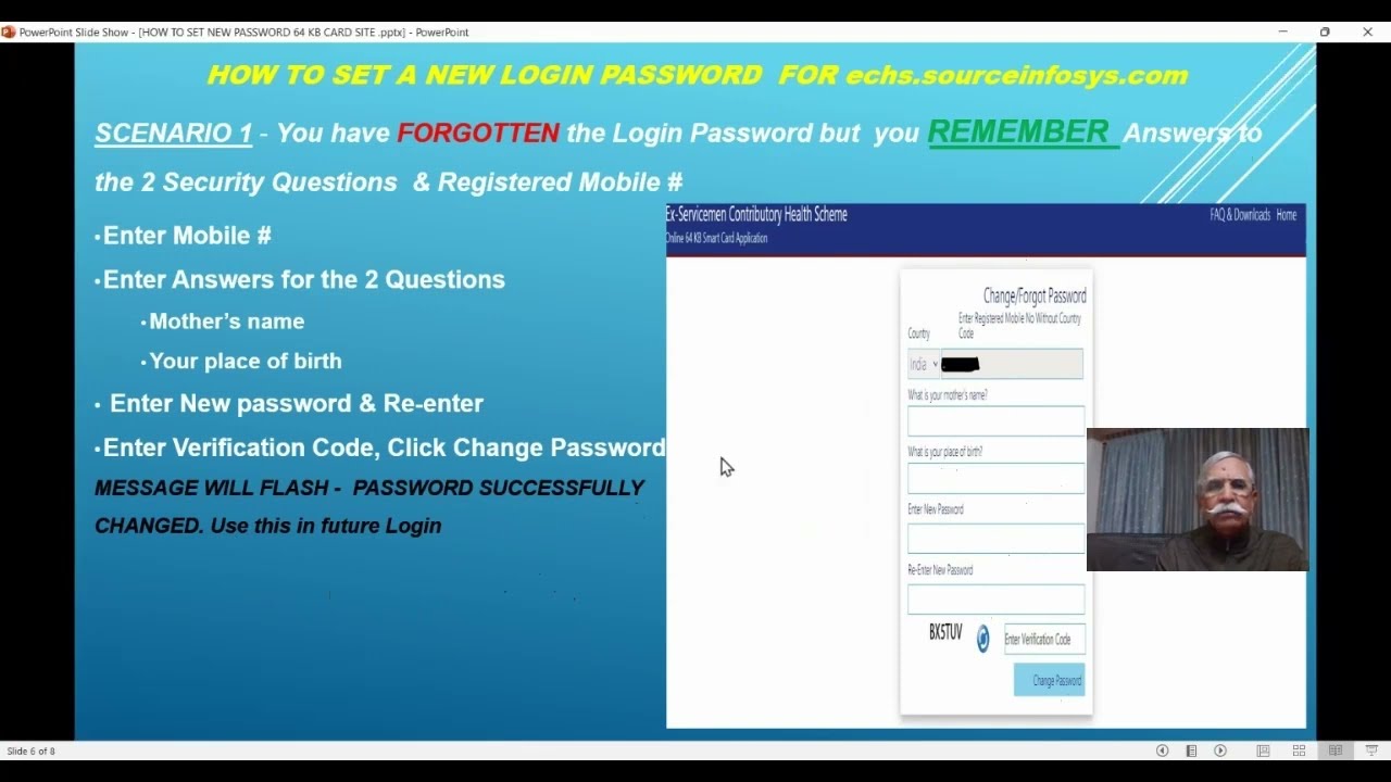 HOW TO SET A NEW PASSWORD FOR 64 KB CARD SITE echs.sourceinfosys.com ...