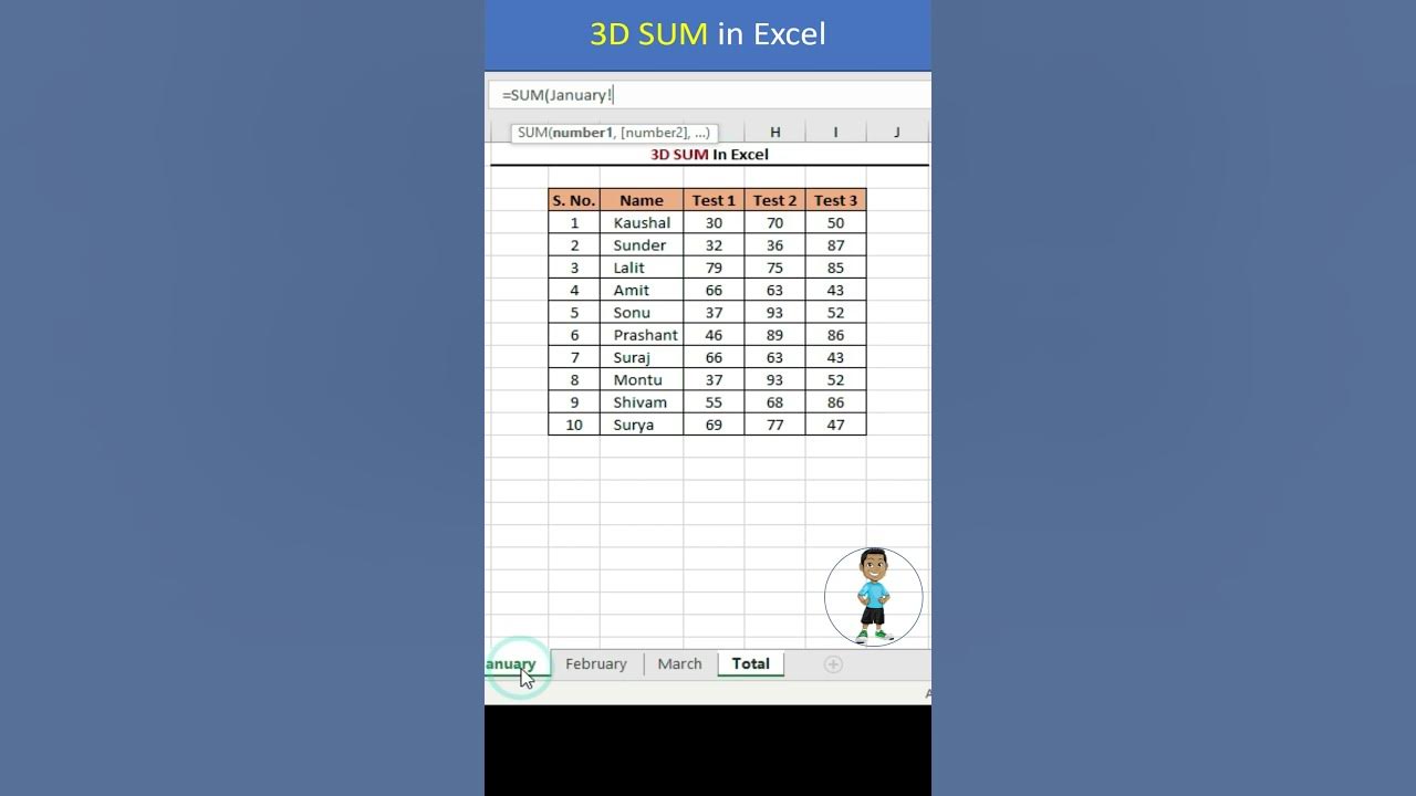 3d Sum In Excel To Consolidate Values Excel Exceltips Exceltutorial Msexcel Microsoftexcel