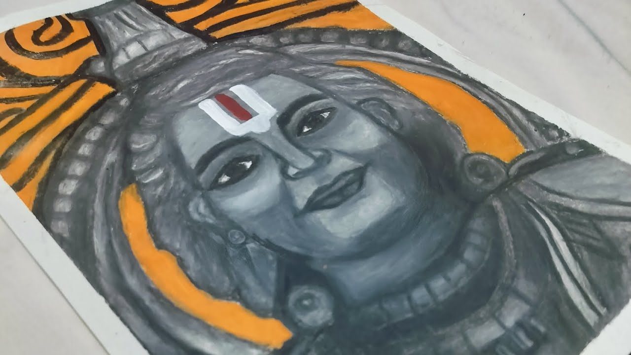 Shree Ram Lalla Drawing With Oil Pastel,Ram Lalla Drawing - YouTube
