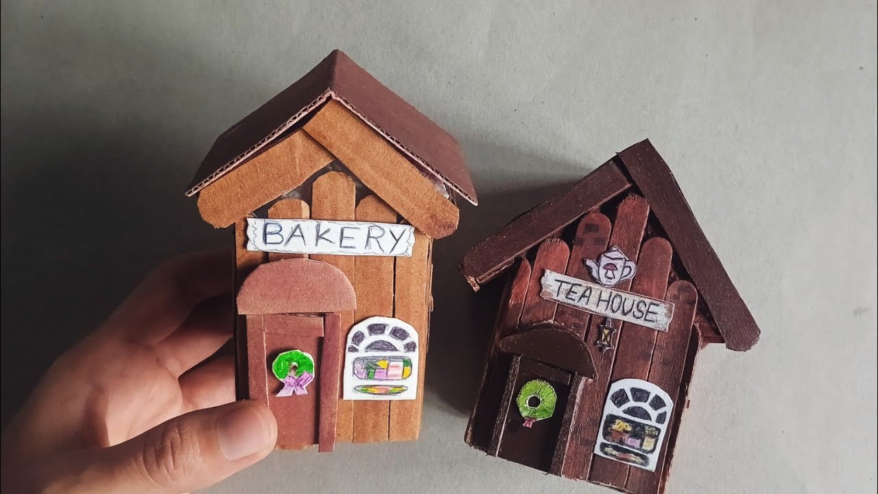 Mini cardboard bakery shop making | house craft - YouTube