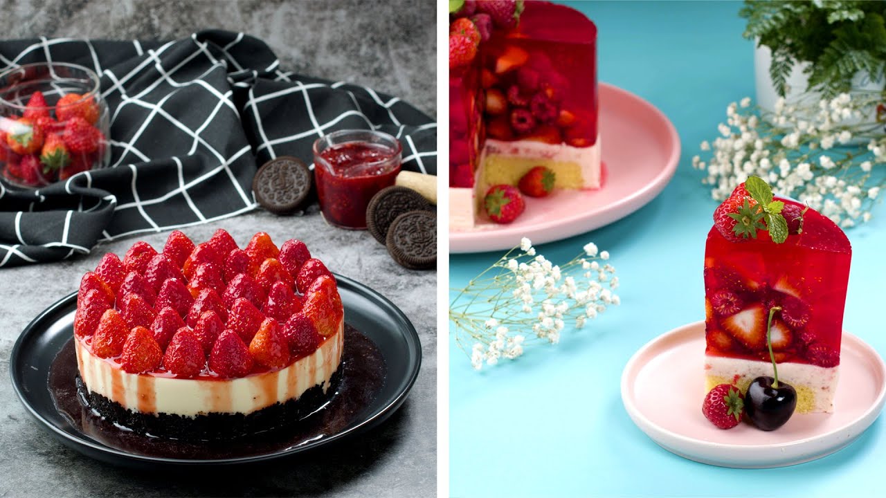 Strawberry Mousse Cake Collection | Tropical fruit mousse recipe - YouTube