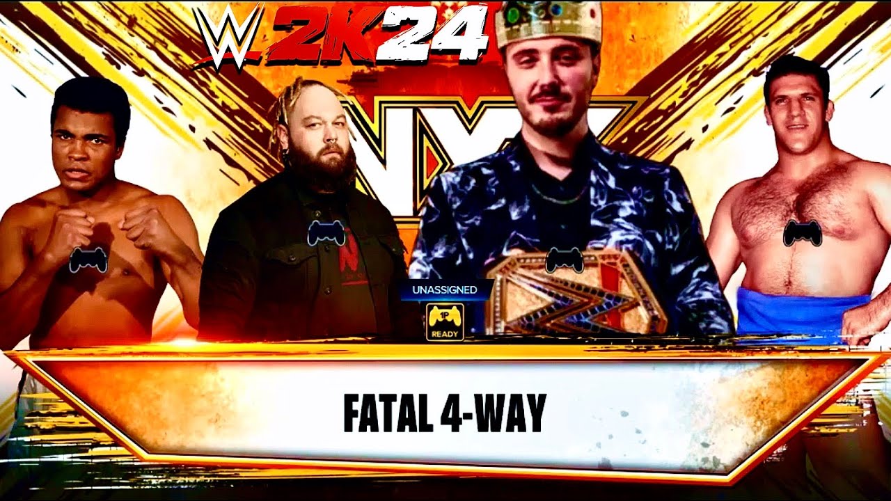 FULL MATCH: FATAL FOUR WAY MATCH WWE 2K24 Simulation Match - YouTube