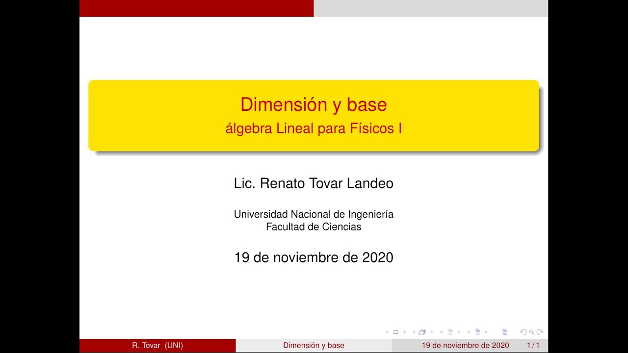 Álgebra Lineal 1 - Clase 5: Dimensión y base - YouTube