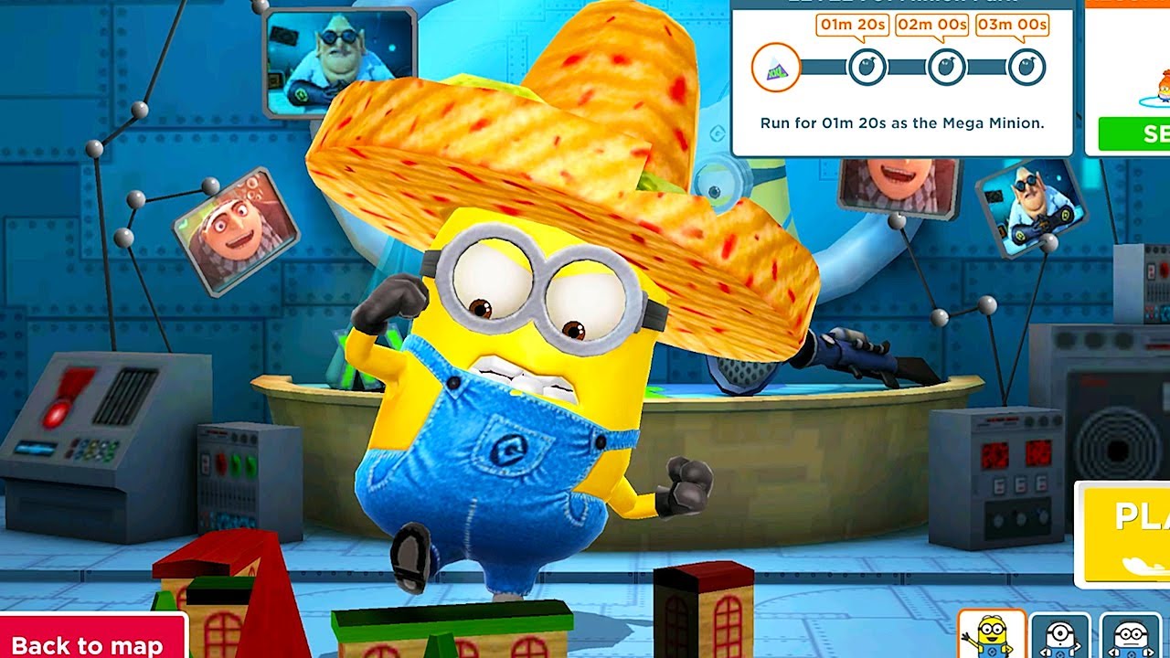 Tortilla chip hat minion in run with mega minion 3 minutes task ...
