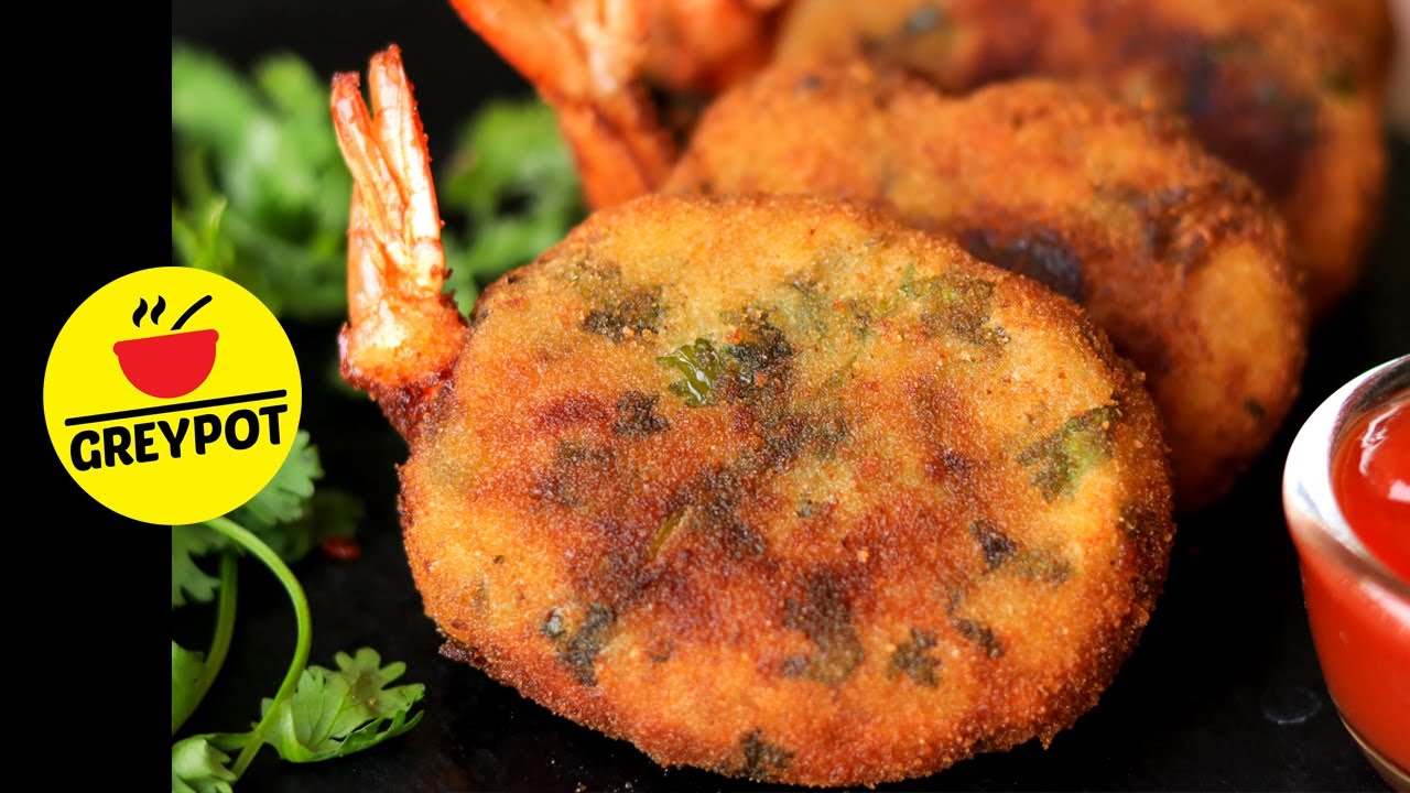 Prawn Cutlet Recipe | How to make Prawns Cutlet? Shrimp Cutlet with ...