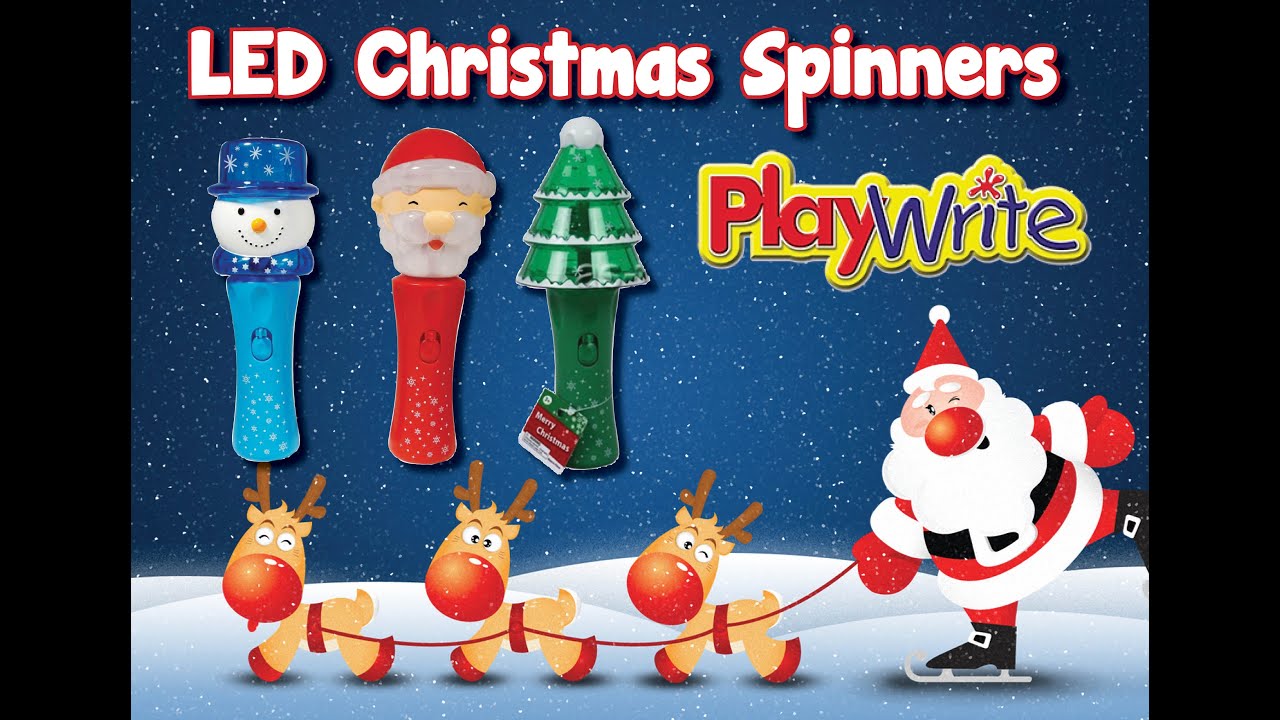 Santa, Snowman, Christmas Tree LED Light UP Flashing Spinners - YouTube