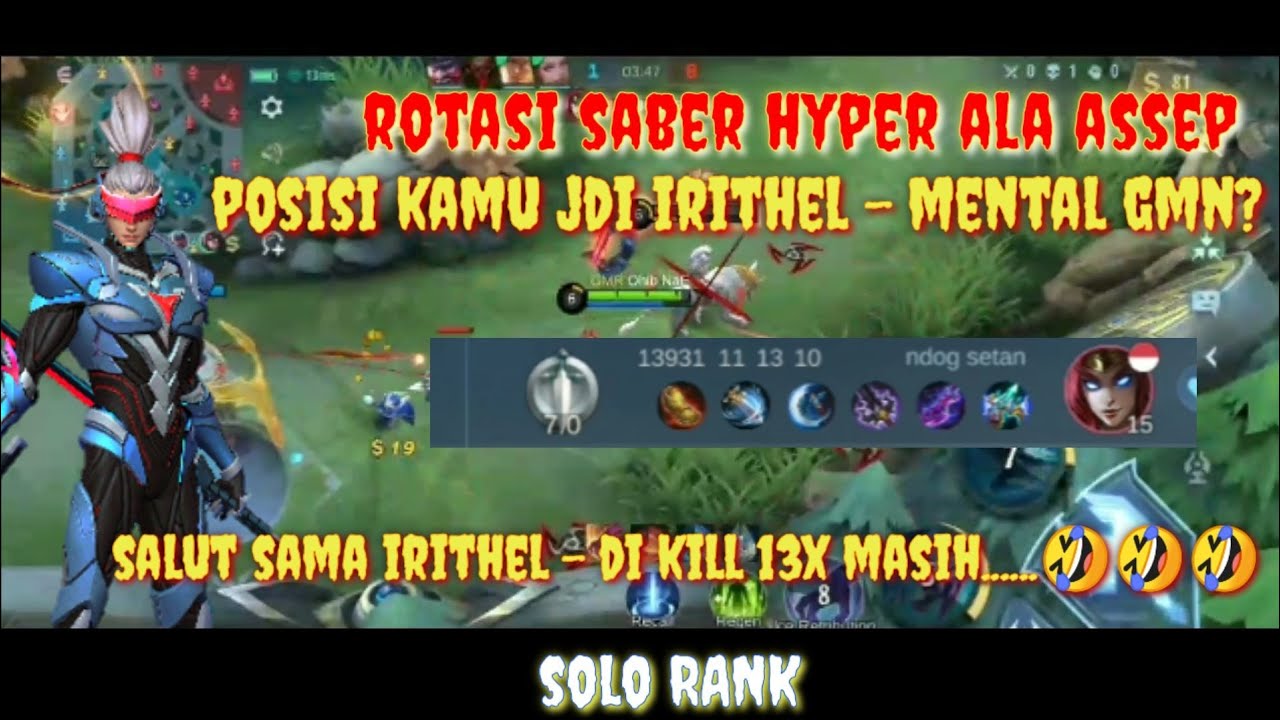 saber hyper lock irithel mm musuh menta hebat #mobilelagend #solorank #pushrank #mlbb #mcl #mpl ...
