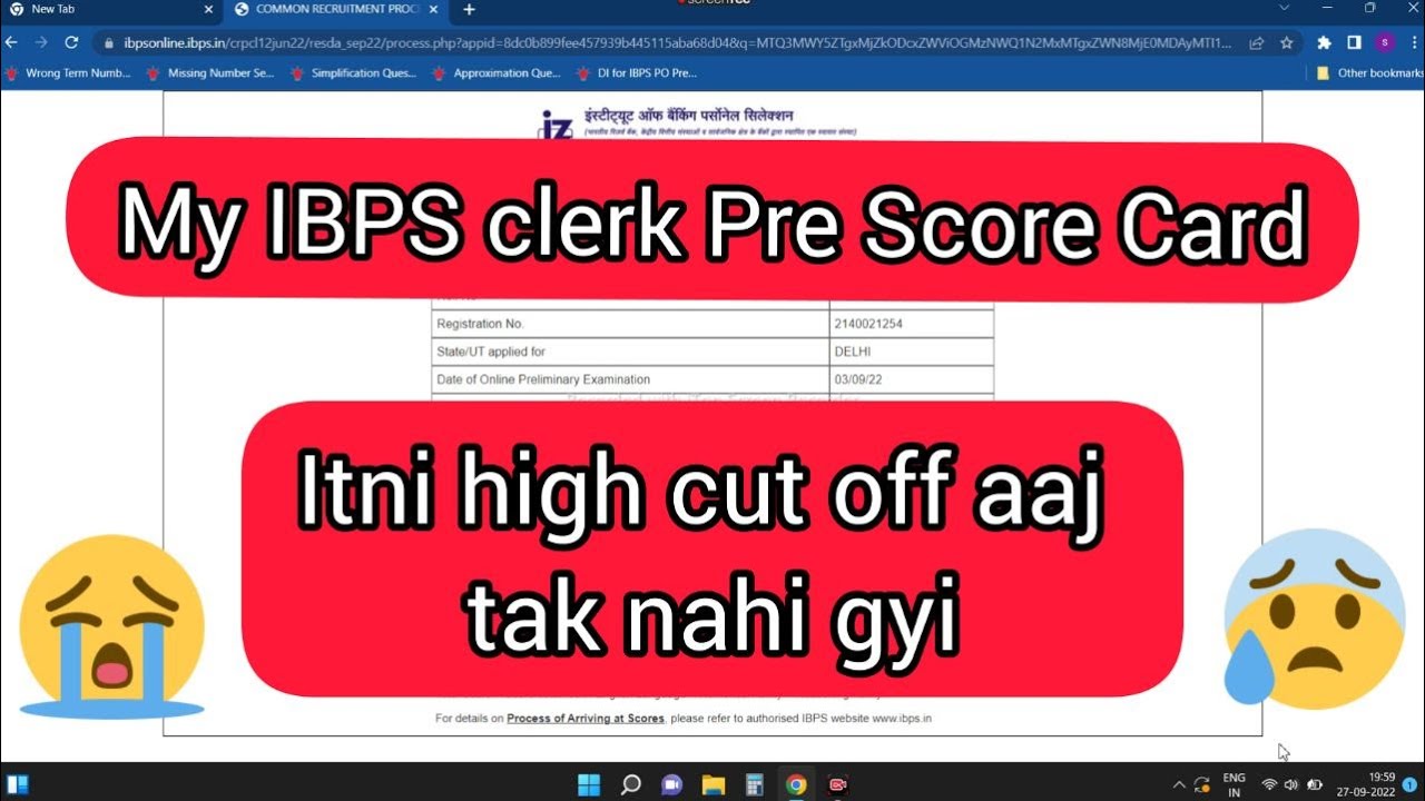 My IBPS clerk score card| Itni high cut off 😱😱😱😱😱 - YouTube