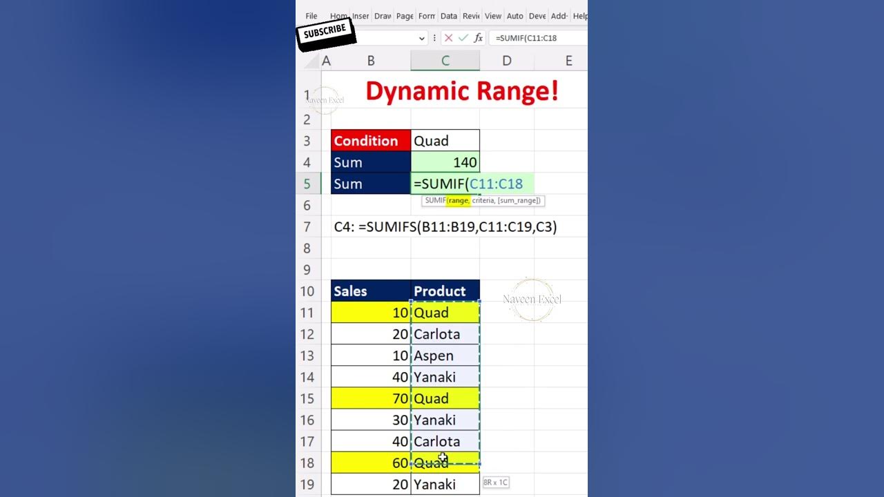 How To Use Sumif And Dynamic Sumif In Excel Youtube