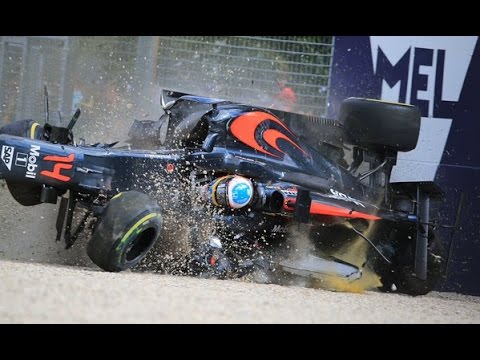 F1 2016 Fernando Alonso HUGE CRASH and FLY RED FLAG Australian GP RACE ...
