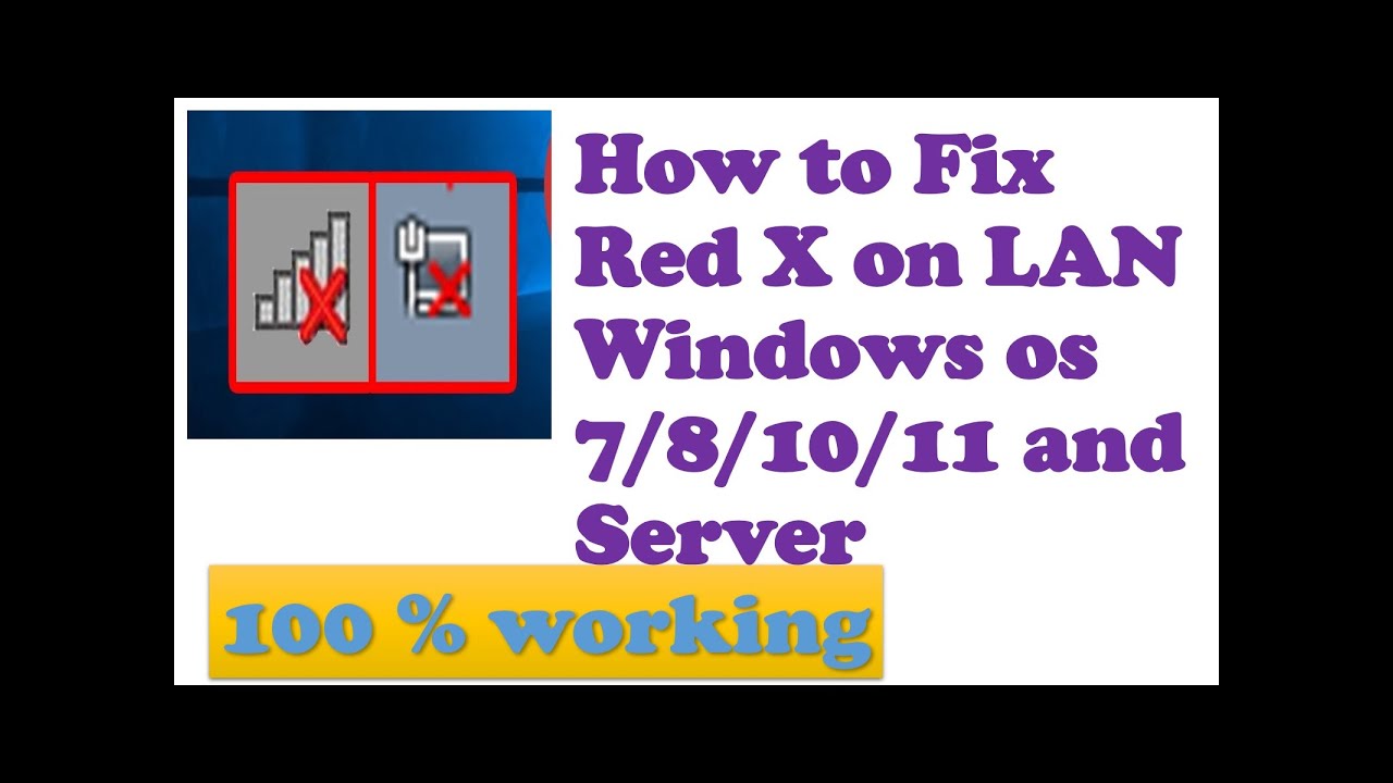 How to fix red cross on network icon windows 7/8/10/11/server #getdot # ...