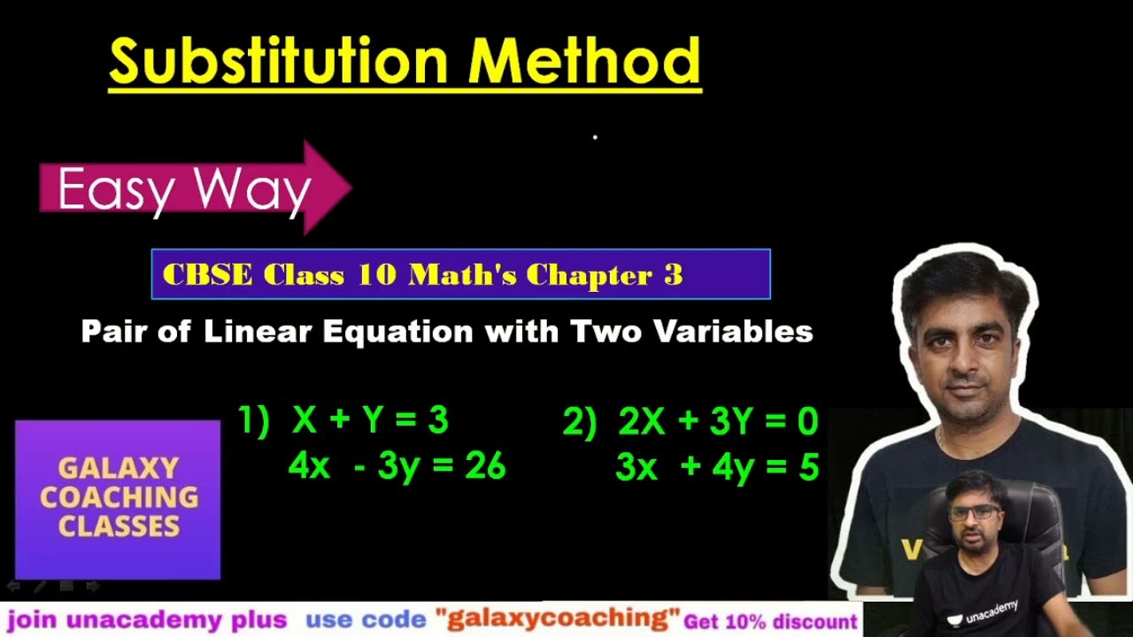 Substitution Method class 10 ll Ex 3.3 and 3.4 Cbse maths - YouTube