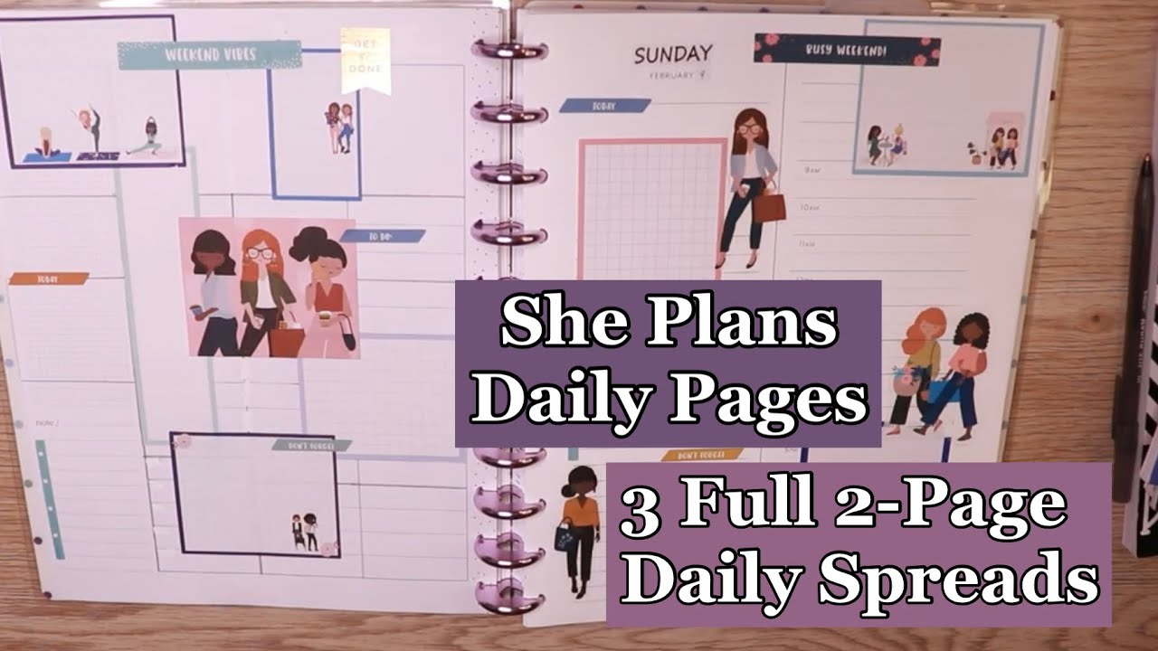 Daily Pages From *She Plans* 2-Page Daily Planner Spreads Sun Mon Tues ...