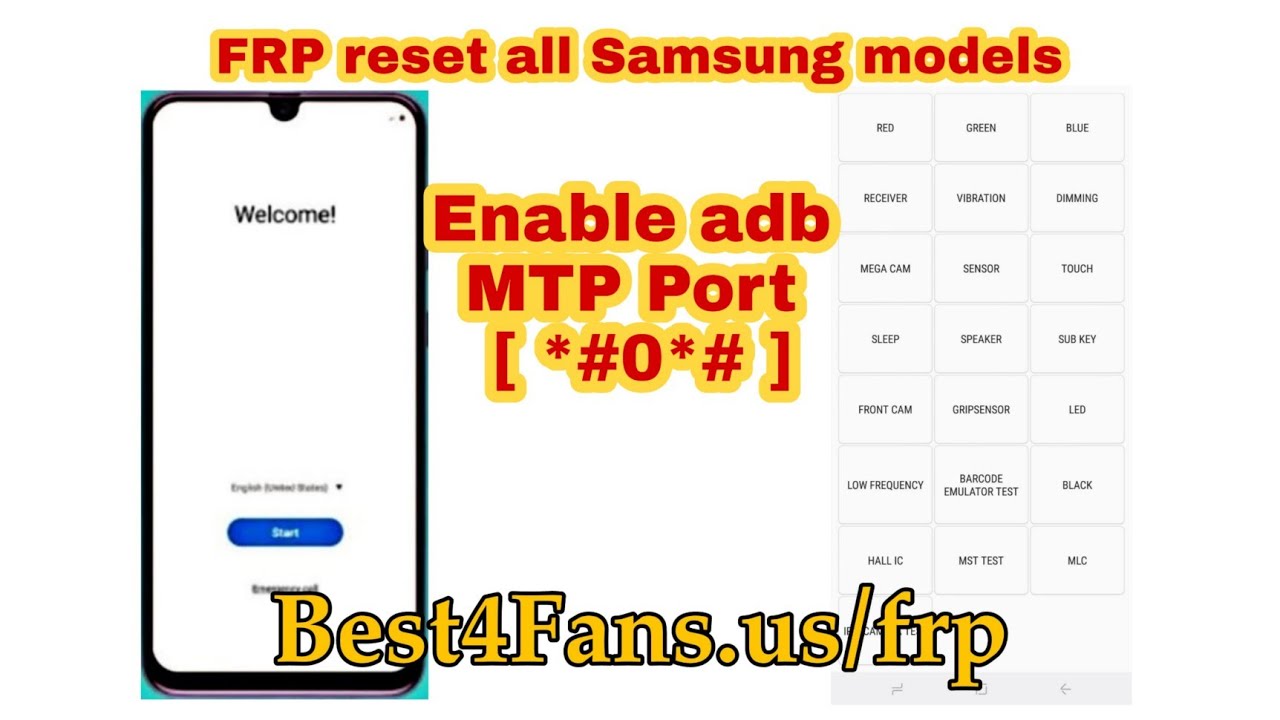 FRP reset all Samsung models by Enable adb on MTP Port [ *#0 ...
