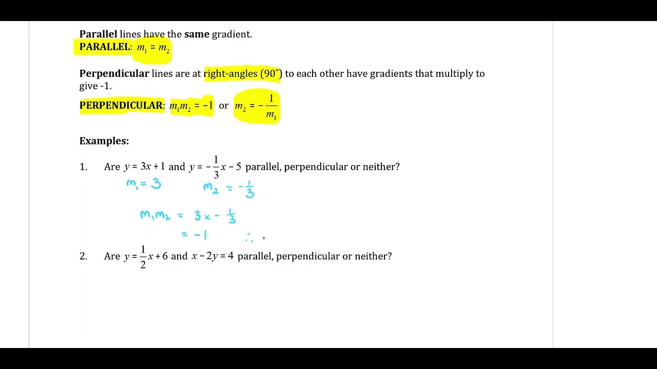 Yr 10 Adv Algebra, Equations and Linear Relationships 8 - Parallel and ...