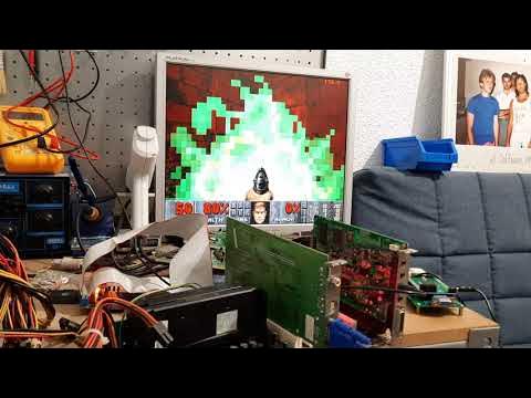 FastDoom dev build, mode 13h vs mode VBE2 (ATI Rage II PCI) - YouTube