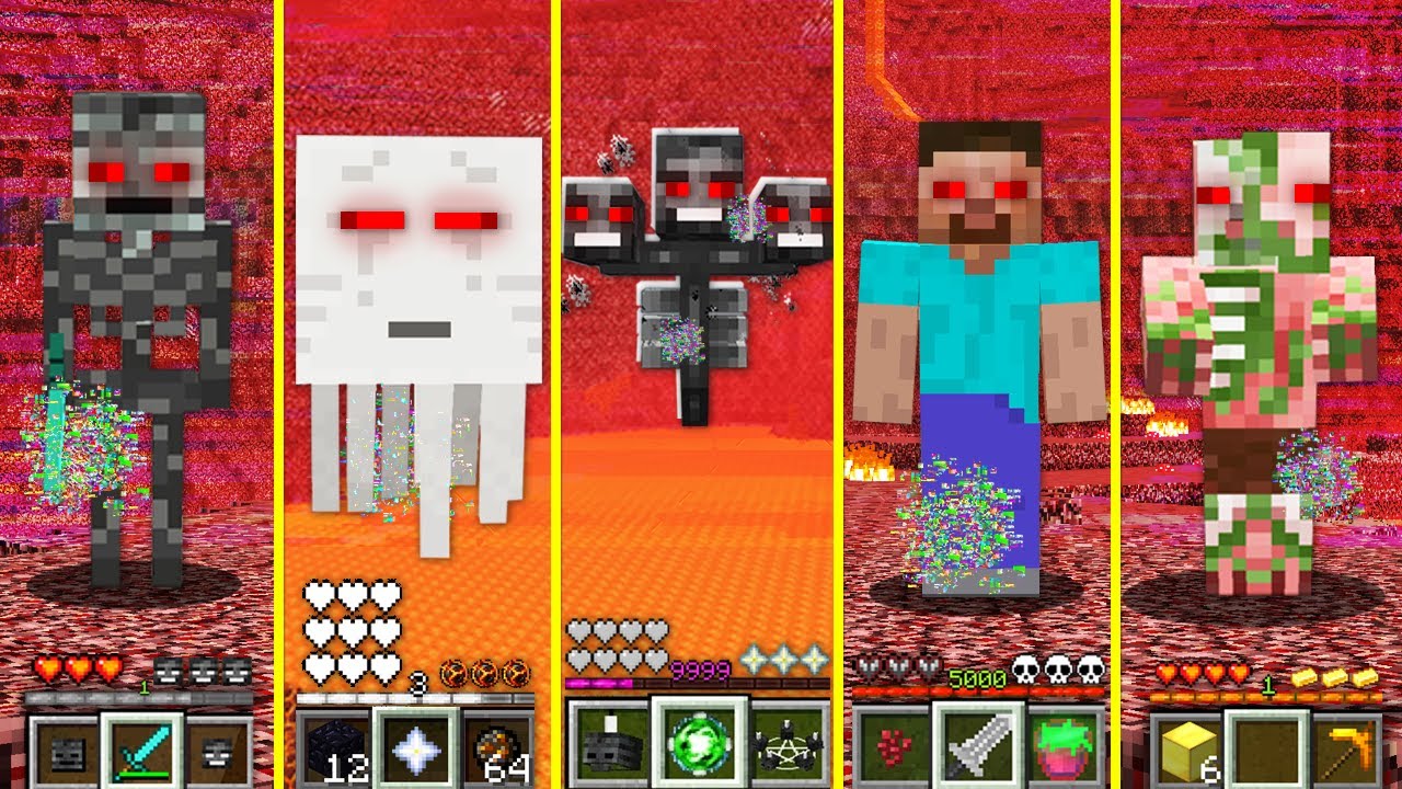 HOW ALL HELL MOBS BECAME .EXE GHAST WITHER SKELETON HEROBRINE PIGMAN ...