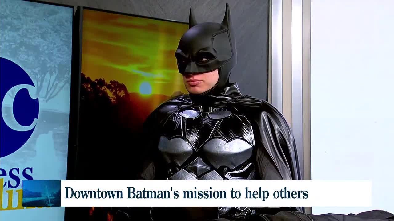 Downtown Batman on a mission to help people in Greenville - YouTube